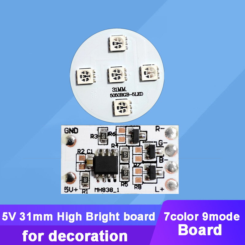 5V Low Voltage High Bright LED 7color Lamp Light Board Bulb Round Light ...