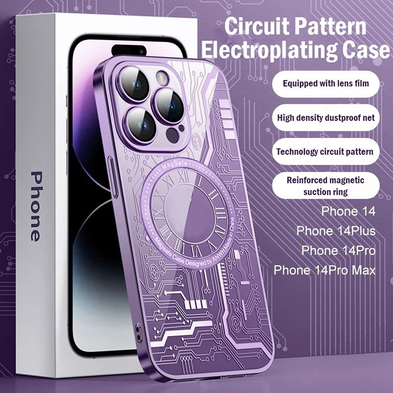 Luxury Plating Clear Magnetic Case For iPhone 14 13 12 Pro Max 14 Plus ...