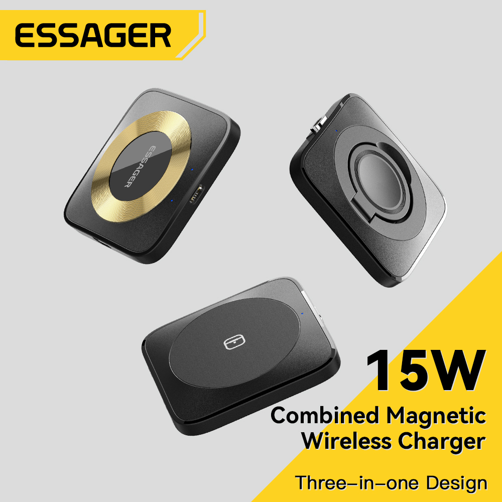 Essager 3 in 1 15w Magnetic Wireless Charger For IP Samsung Fsat ...