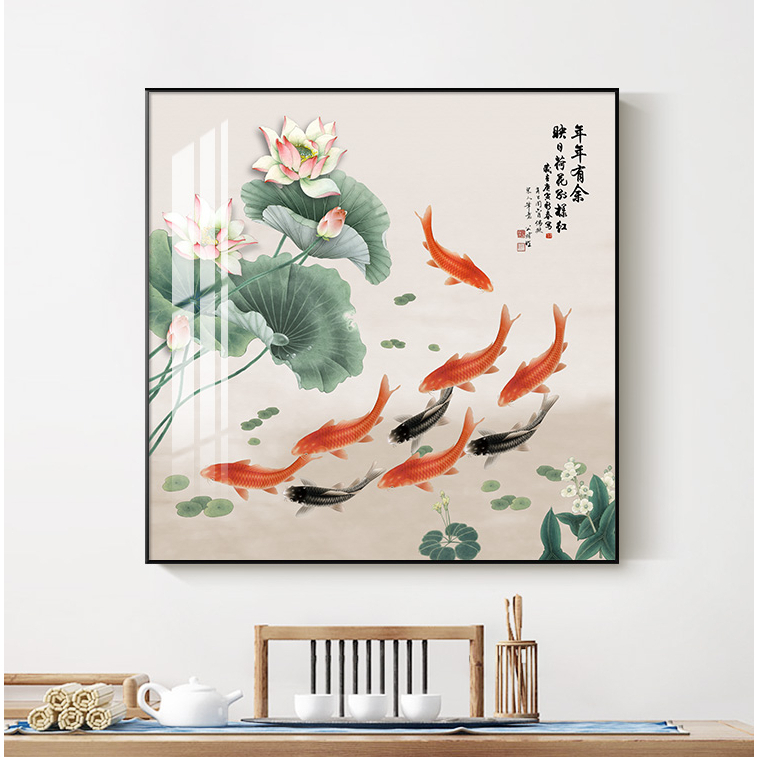 [Chihiro] Nine Fish Pictures Hanging Paintings Lotus More Than Years ...