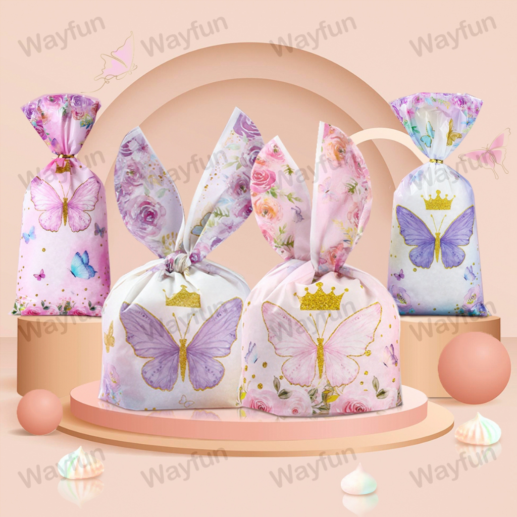 25/50/100pcs Pink Butterfly Candy Gift Bags Loot Bags Butterfly ...