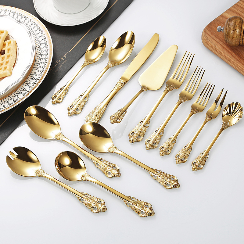 Tableware Service Stainless Steel Luxury Cutlery Soup Serving Spoon and ...