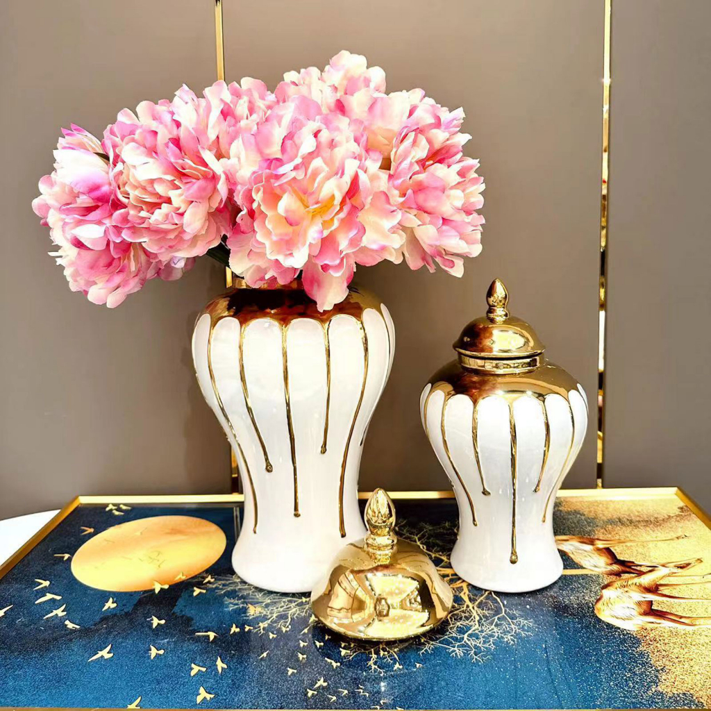 [Simple] Modern Ceramic General Jar with Lid Flower Vase Display Party ...