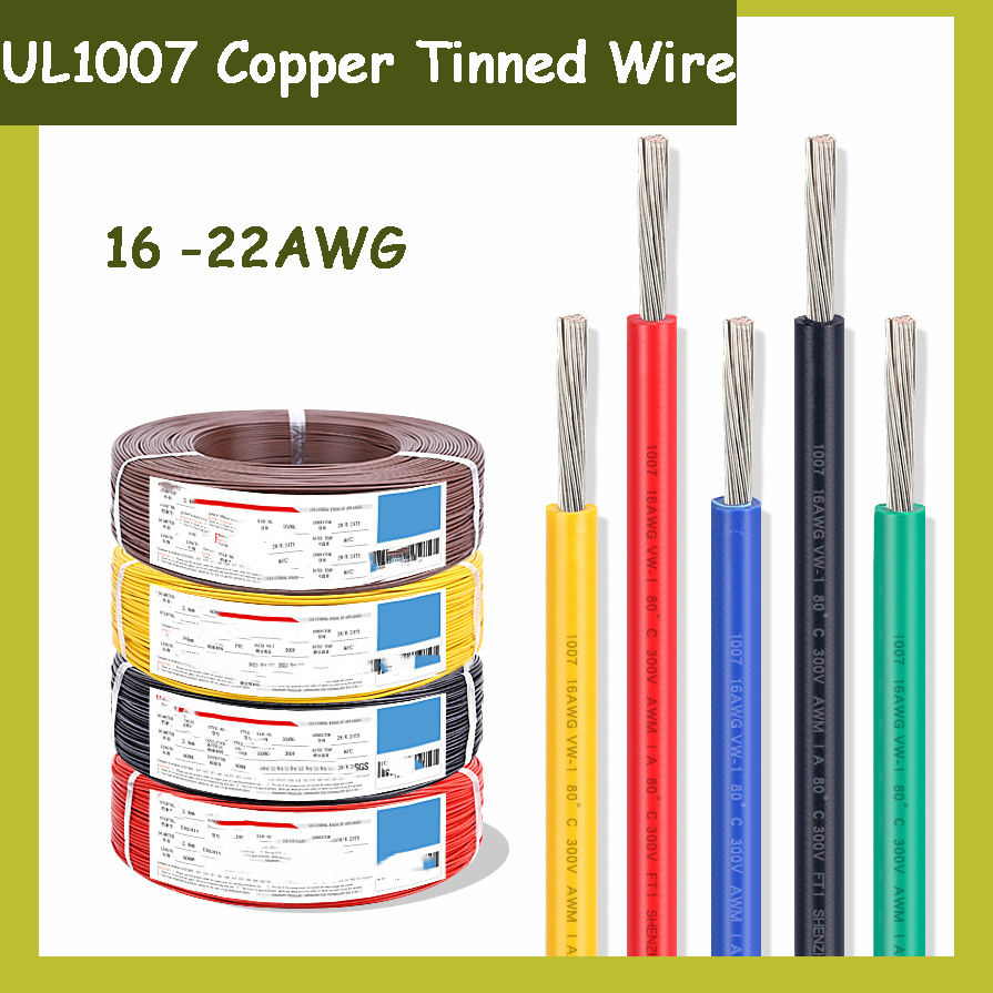 16 -22AWG Flexible Stranded PVC Electrical Wire UL1007 Copper Tinned Wire Cable | Shopee Singapore