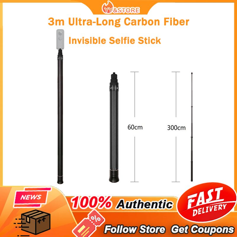 【Ready shipping】3m Ultra-Long Carbon Fiber Invisible Selfie Stick for ...