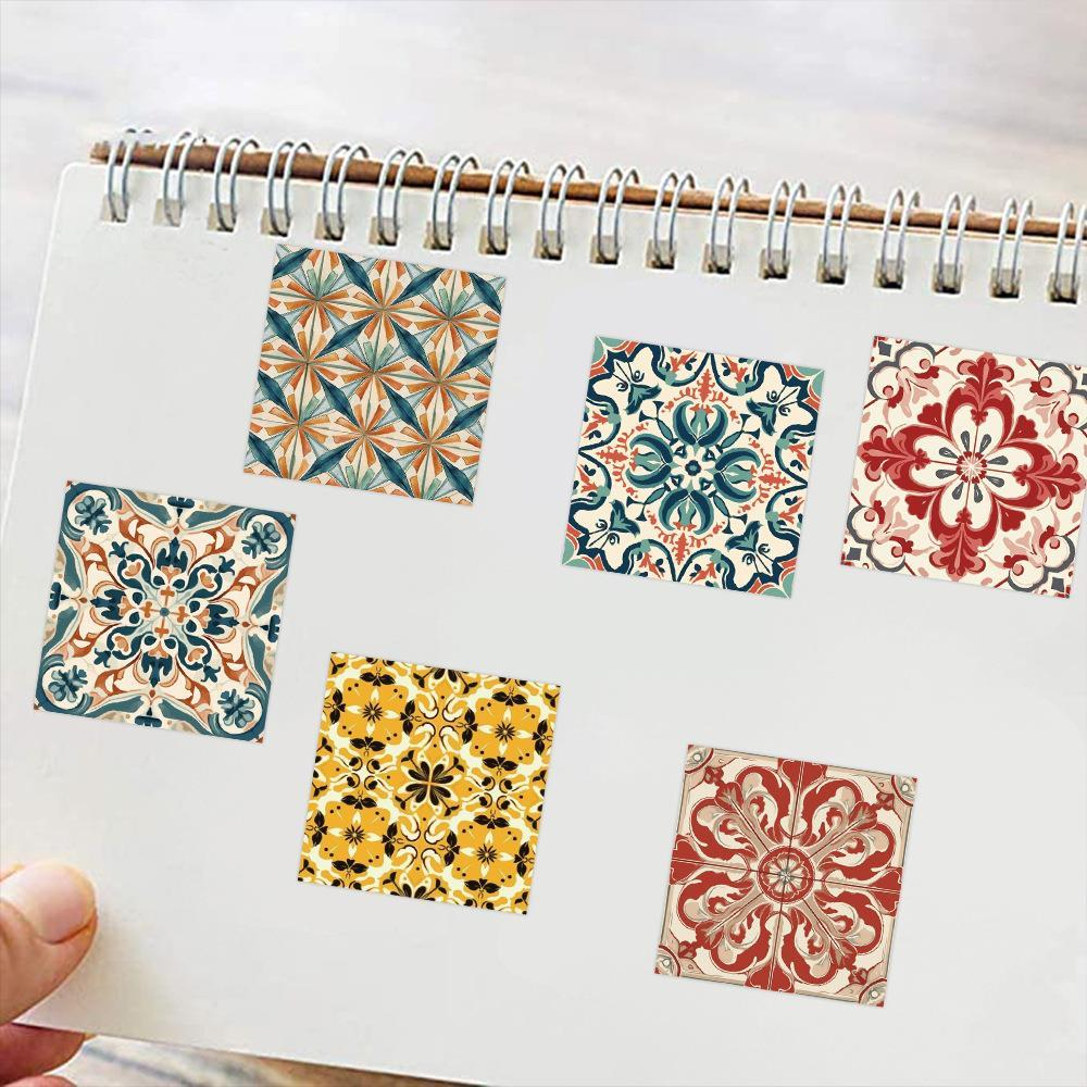62pcs Retro tiles sticker exquisitely decorated hand account water cup ...