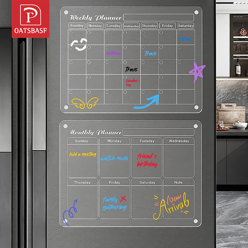 OATSBASF Transparent Monthly/Weekly Daily Schedule Magnetic Whiteboard ...