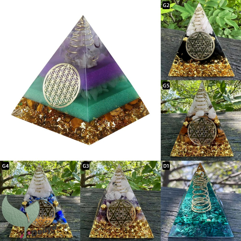 Orgone Pyramid, Small Healing Crystals Pyramid with Amethyst Stones ...