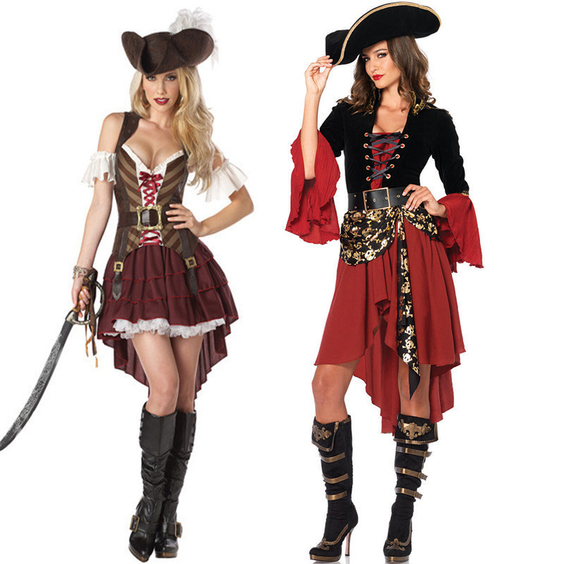 Halloween Female Adult Pirates Captain Costume Role Playing Cosplay ...