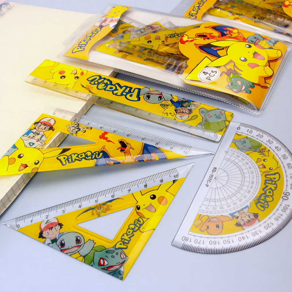 Cartoon Cartoon Ruler Set 15cm Ruler 4-Piece Set Triangle Board ...