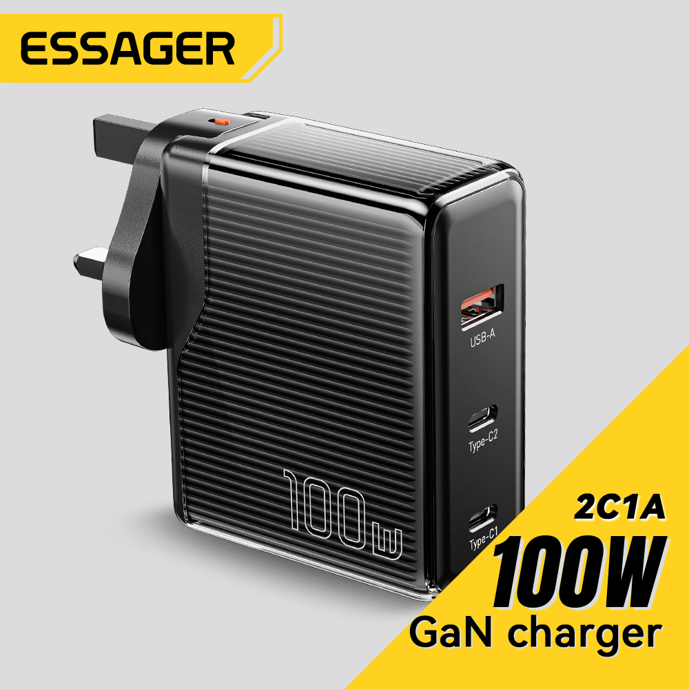 Essager Z 100W GaN 2-Type c+USB Multi-Port Travel Charger Can Satisfy 3 ...