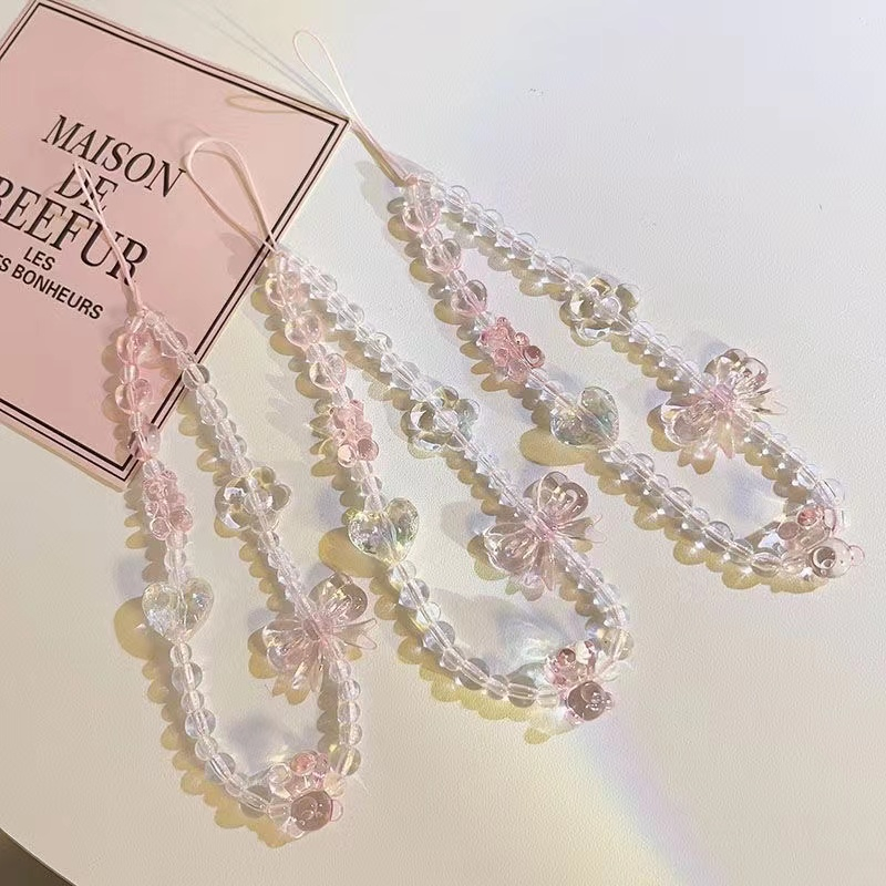 Pink Lovely Clear Chain For All Phone Strap Phone Chains | Shopee Singapore