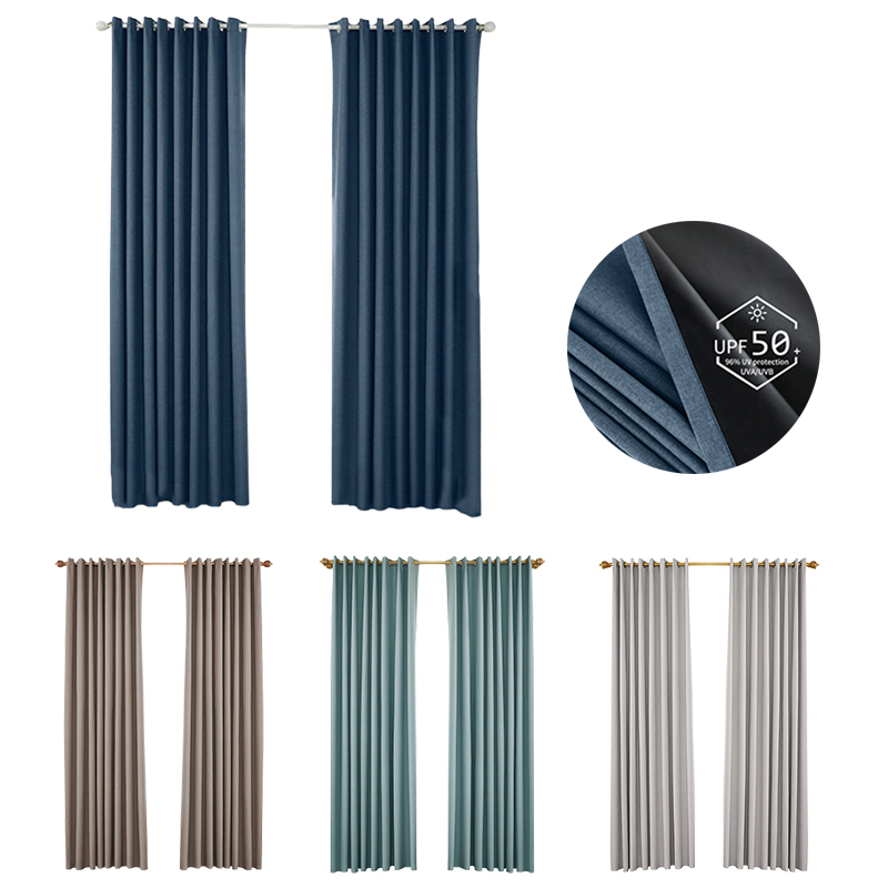 96% Anti-UV Curtain For Living Room Solid Color Bedroom Shading Curtain ...