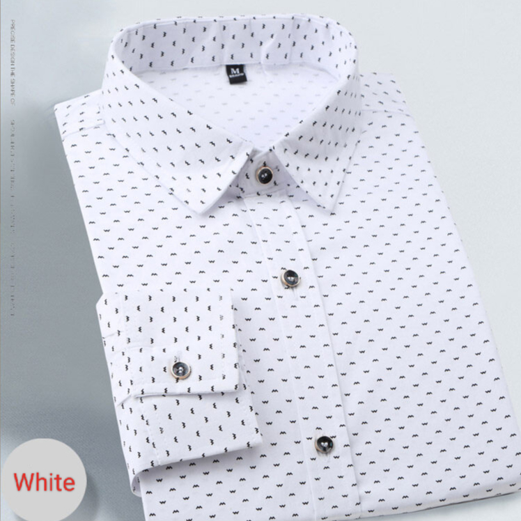 Fashion Men's Printed Shirt Point Long Sleeve Shirt Business Casual ...