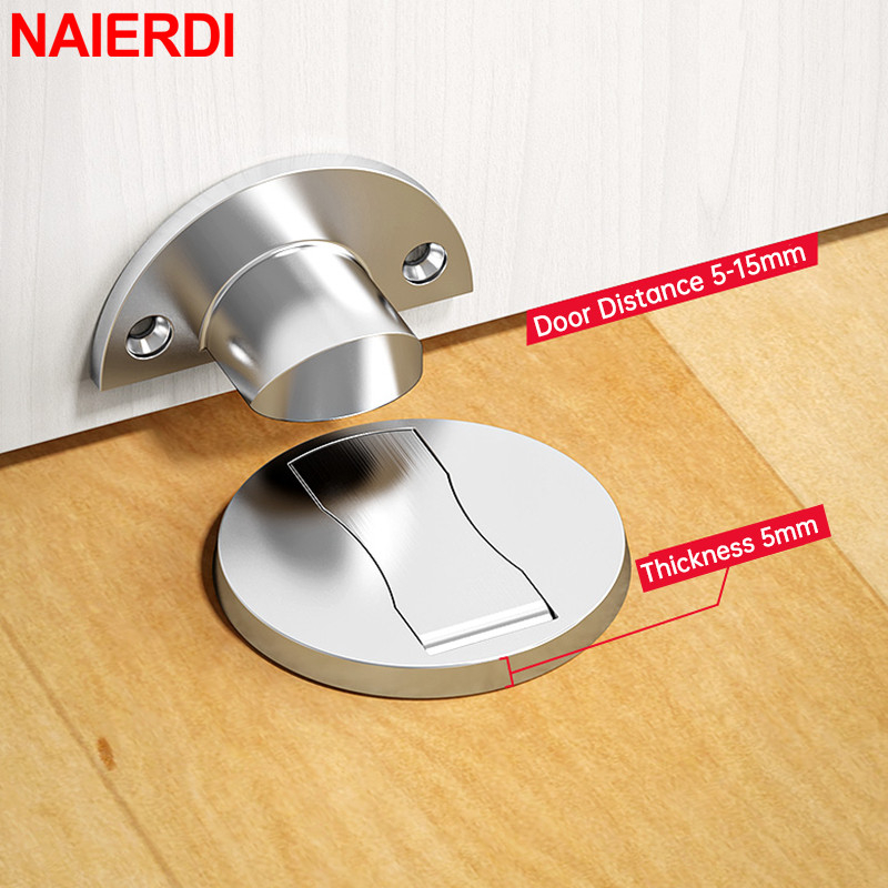 NAIERDI Zinc Alloy Magnetic Door Stopper No Drilling Adjustable Hidden ...