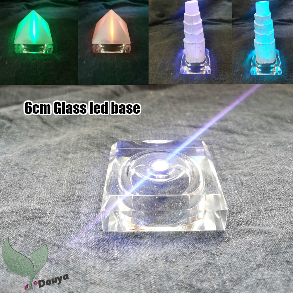 Crystal LED Light Base,4 Colors LED Display Plate with Button Battery ...