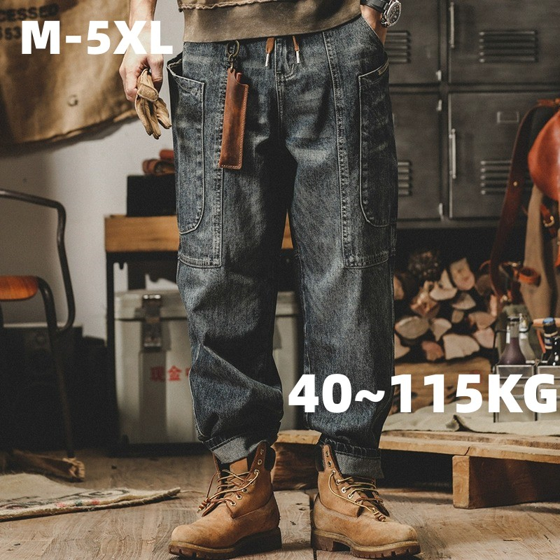 M-5xl American Heavy Overalls Men Retro Overalls Jeans Multi-pocket ...