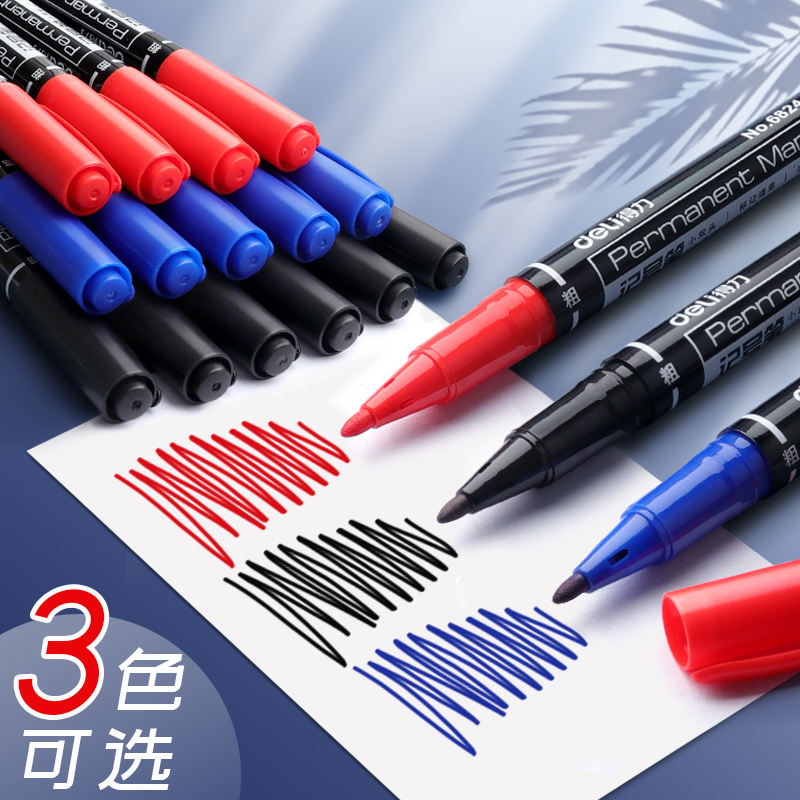 Waterproof Permanent Dual Tip 0.5/1.0 Mm Nib Black Blue Red Art Marker ...