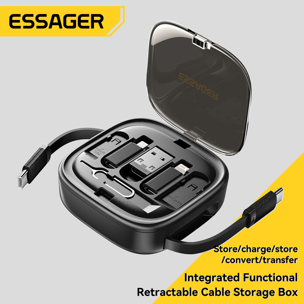 Essager 60w 6 in 1 Multifunctional Retractable Cord Storage Box USB ...
