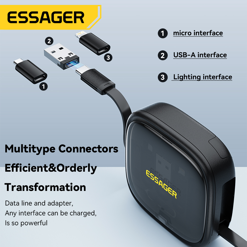 Essager 60w 6 in 1 Multifunctional Retractable Cord Storage Box USB ...