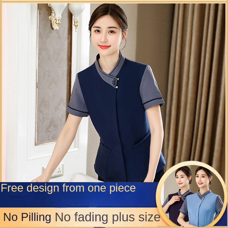 Ready Stock Work uniform cleaning work clothes short-sleeved women's ...