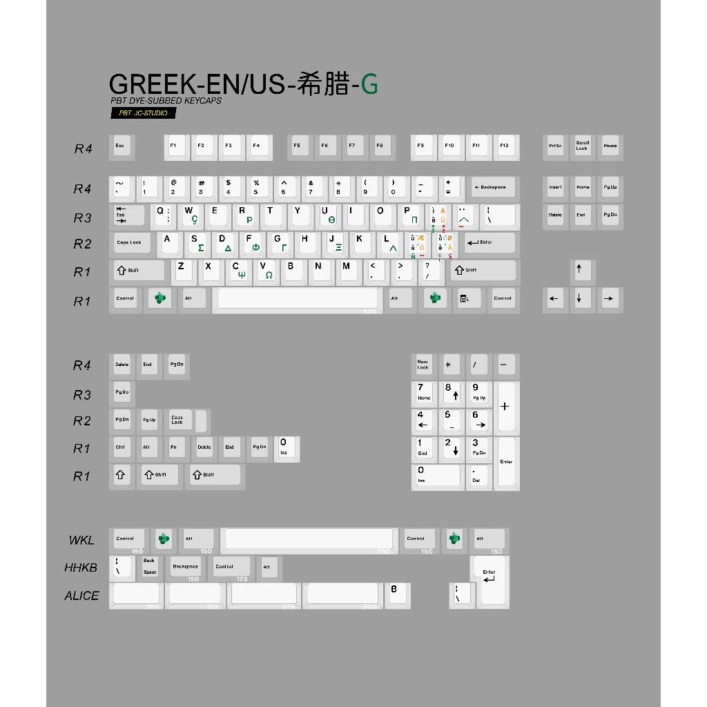 JC Studio Mechanical Keyboard DIY Keycaps Greek Sub Legend Greeks Theme ...