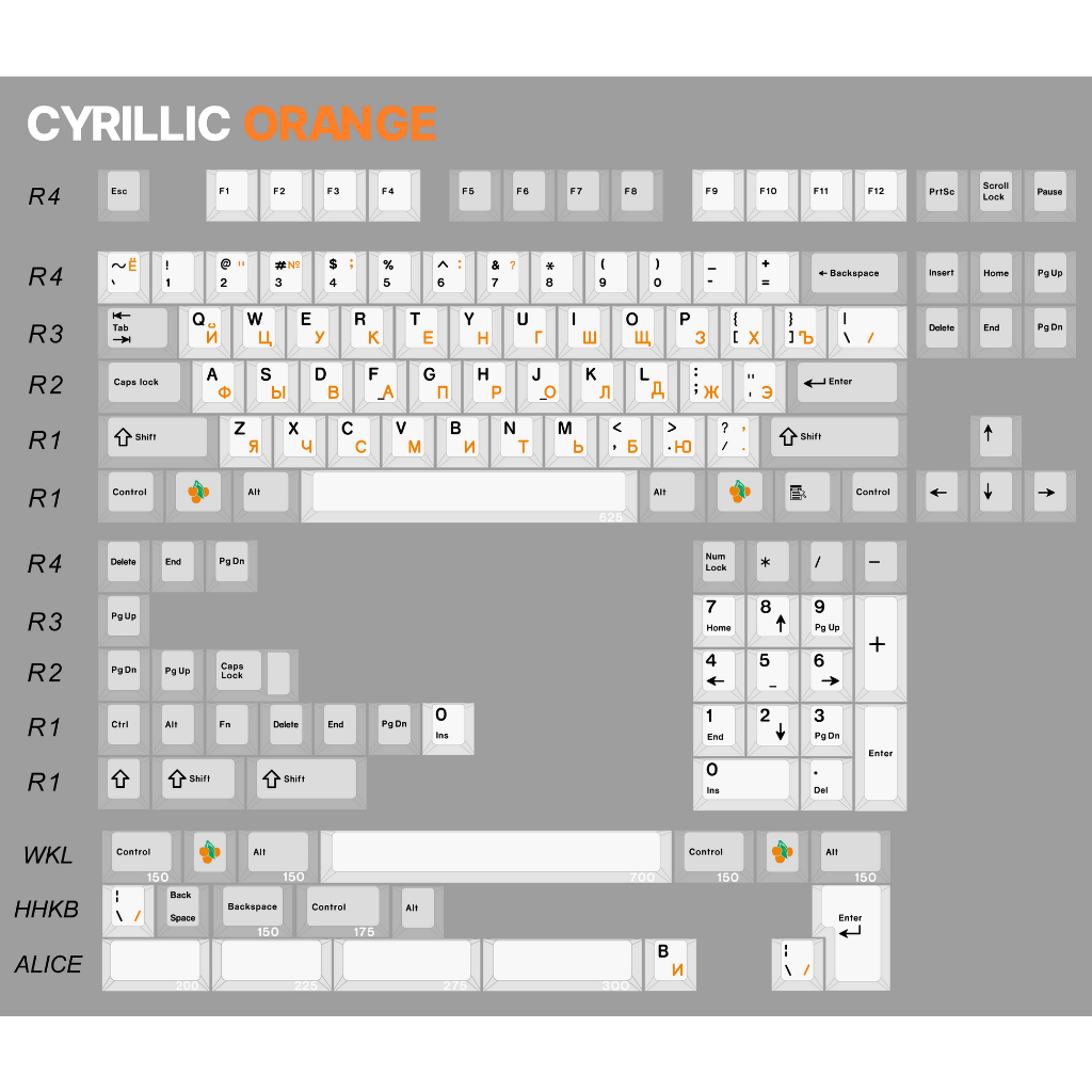 JC Studio Mechanical Keyboard DIY Keycaps Cyrillic Russian Sub Legend ...