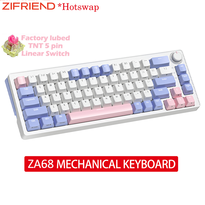 ZIFRIEND ZA68 Wireless Mechanical Keyboard RGB Hotswap Bluetooth Linear ...