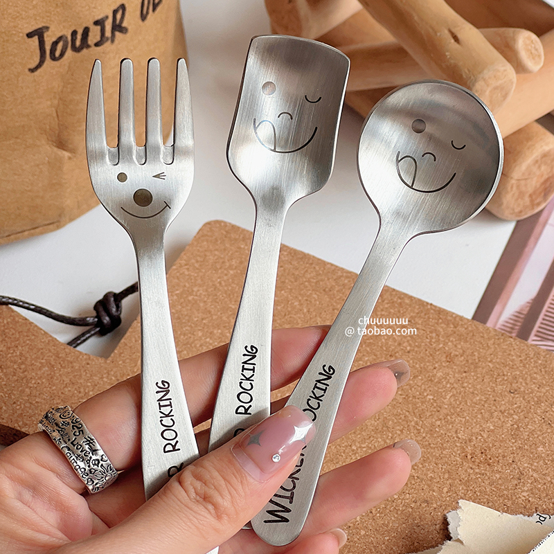 304 Stainless Steel Smiley Spoon Soup Spoon Rice Spoon Cute Dessert ...