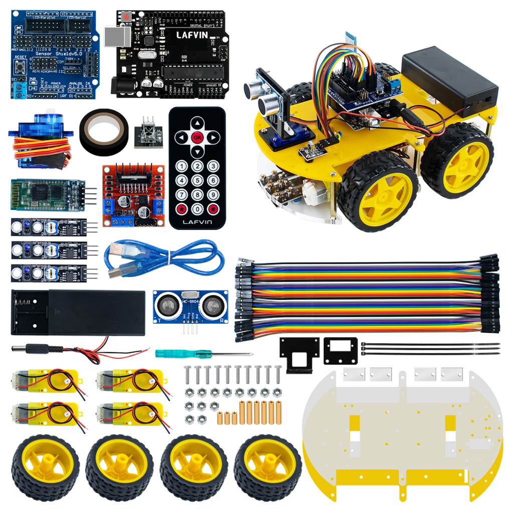 LAFVIN Smart Robot Car Kit include UNO R3,Ultrasonic Sensor, Bluetooth ...