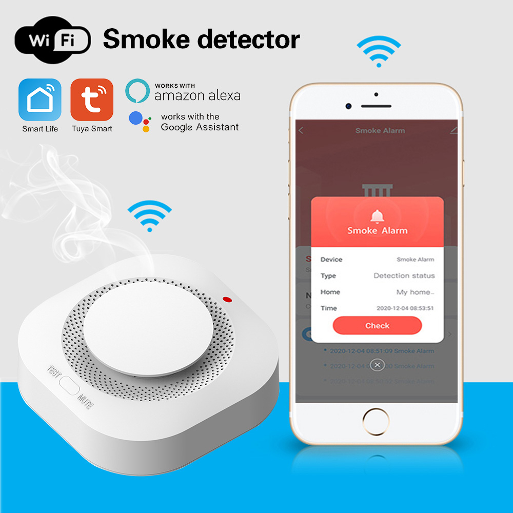 Tuya Smart Life Wifi Smoke Detector Sensor 80DB Alarm Fire Smart Smoke ...
