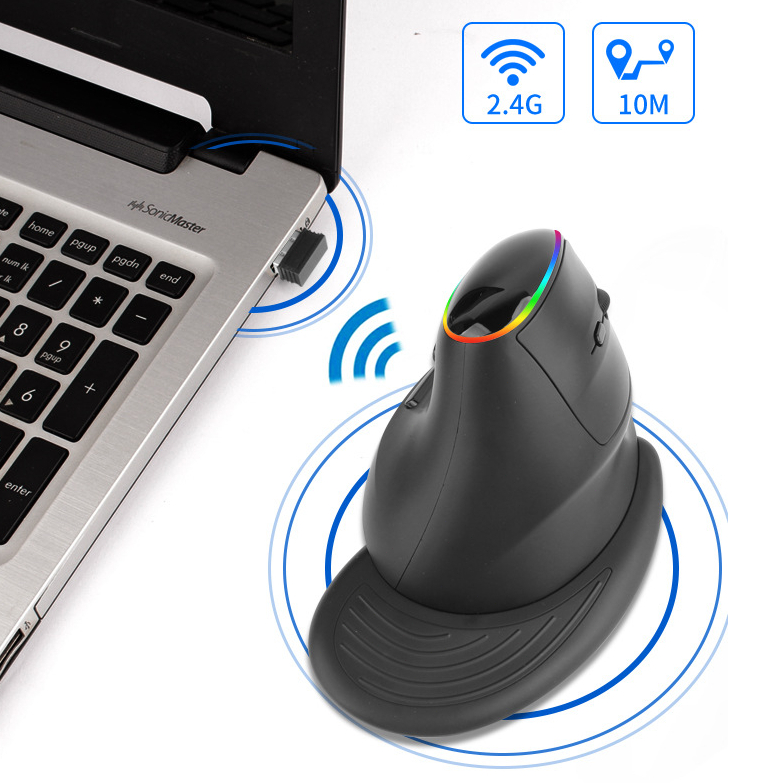 2.4GHz Wireless Mouse RGB Vertical Mouse Ergonomic DPI Adjustable 800 ...