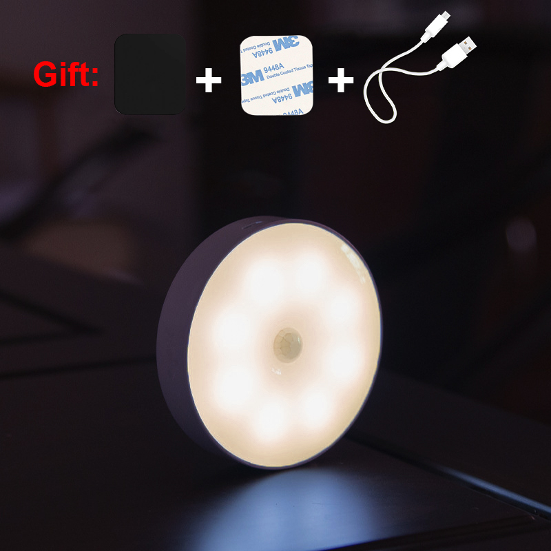 Sensor Night Light USB Rechargeable Wireless Body Induction Lamp Motion ...