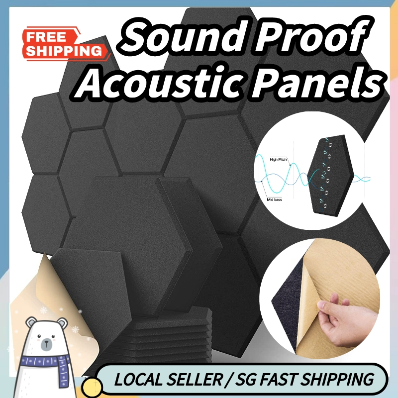 SG Stock Self-adhesive Hexagon Sound Proof Acoustic Panels Beveled Edge ...