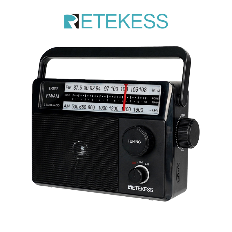 Retekess TR633 Portable FM AM Radio with 3.5mm AM External Antenna ...