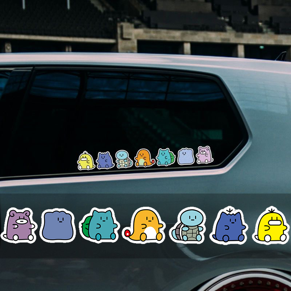 JDM Q-Edition Pokemon Cartoon Cute Kawaii Reflective Car Stickers Decor ...