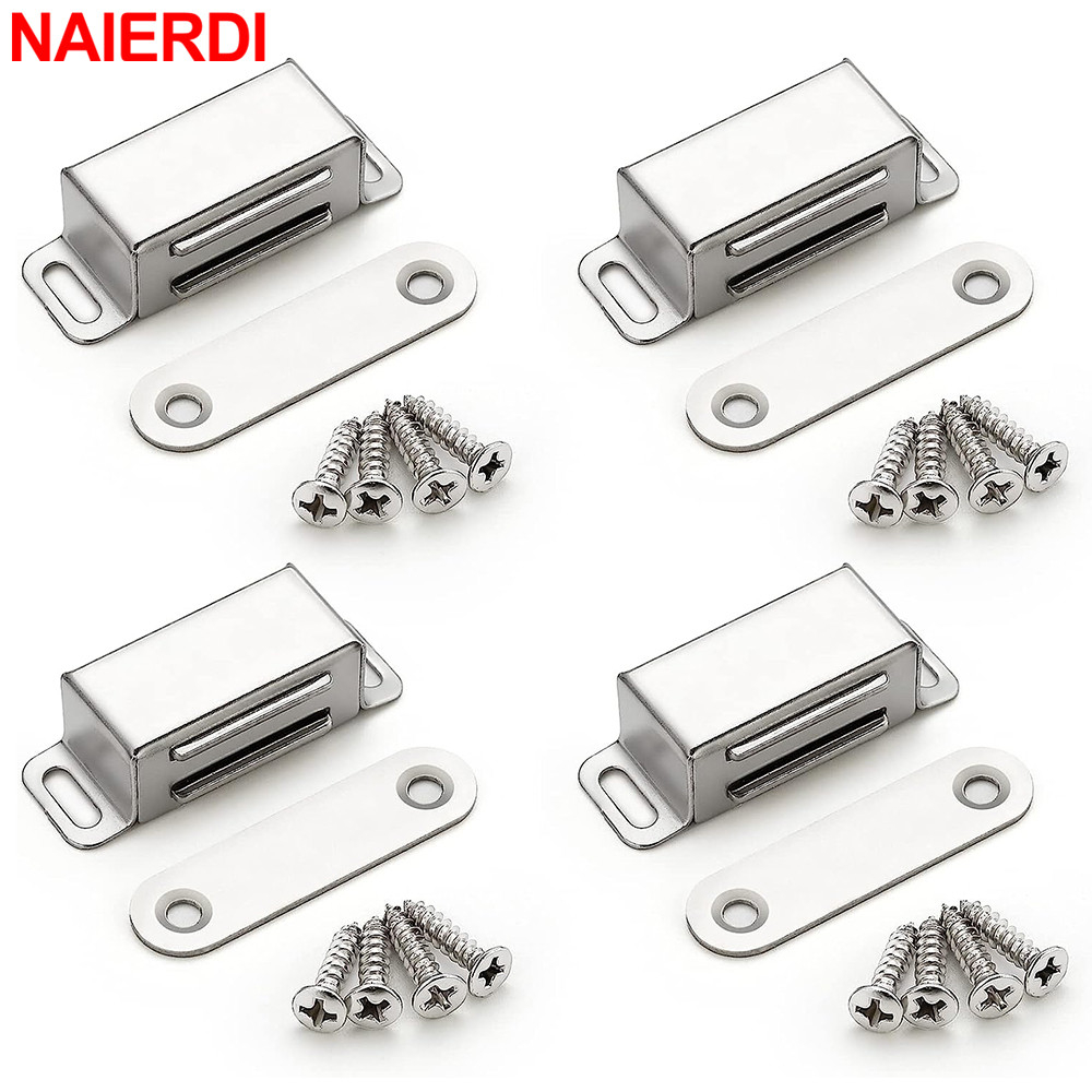 NAIERDI 4/6/8 Pack Magnetic Door Catch Stainless Steel Silver Kitchen ...