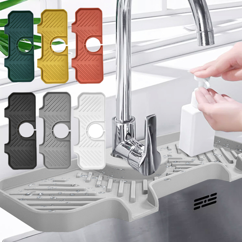 Kitchen Faucet Absorbent Mat Silicone Sink Splash Guard Water Draining ...