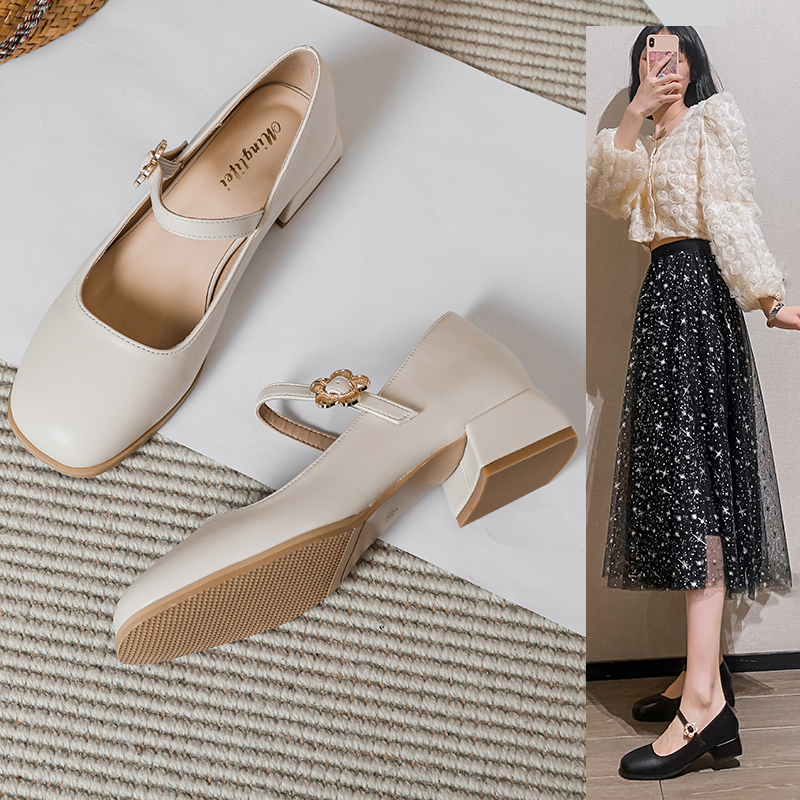 New French Thick Heel Mary Jane Shoes For Women Fashion And Comfortable ...