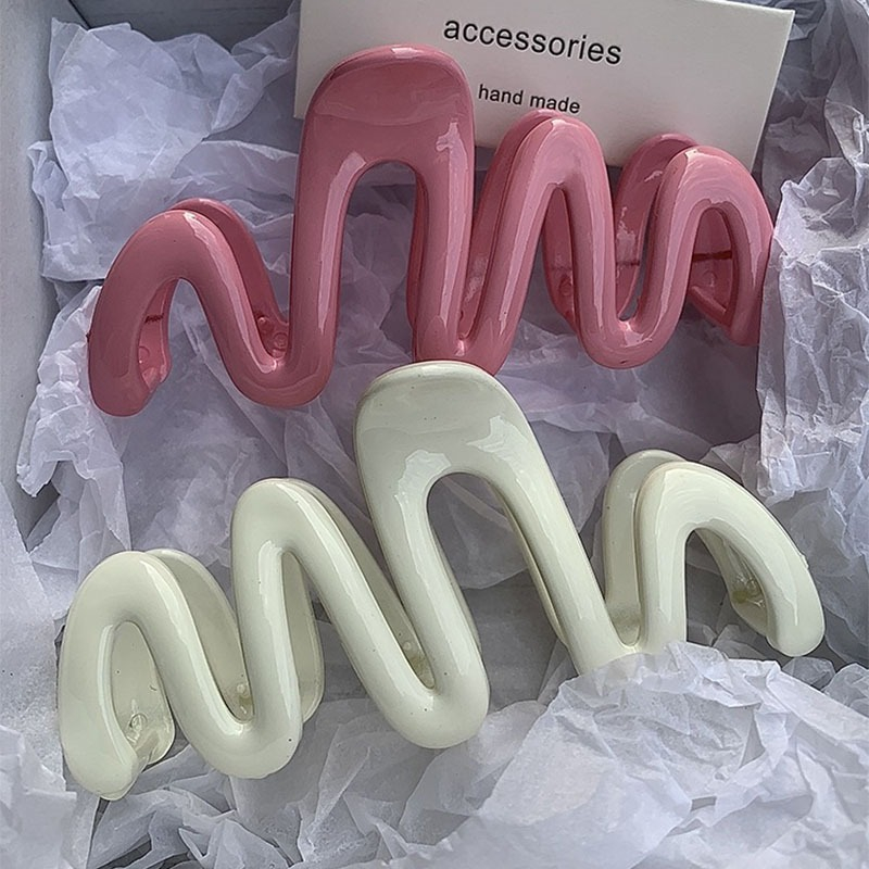 Niche design sense wave clip girl's back head plate hair clip dopamine ...