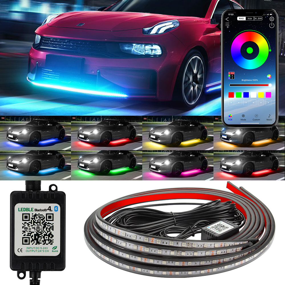 Car Flexible Underglow Strip Light LED Underbody RGB Neon Lights APP ...