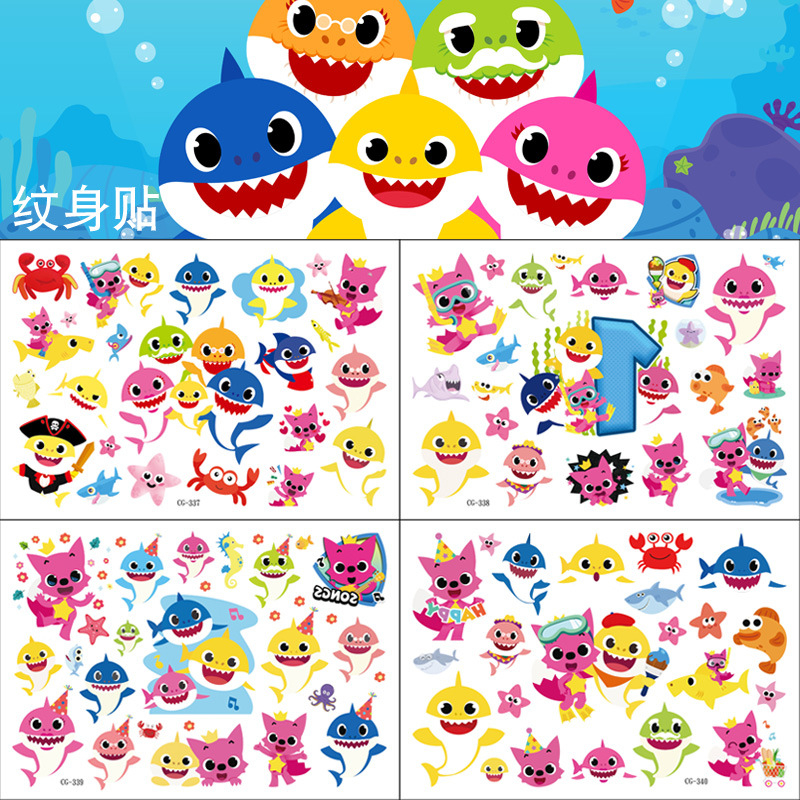 4Sheets Baby Shark tattoo sticker Pink-Fong Baby Shark family ...