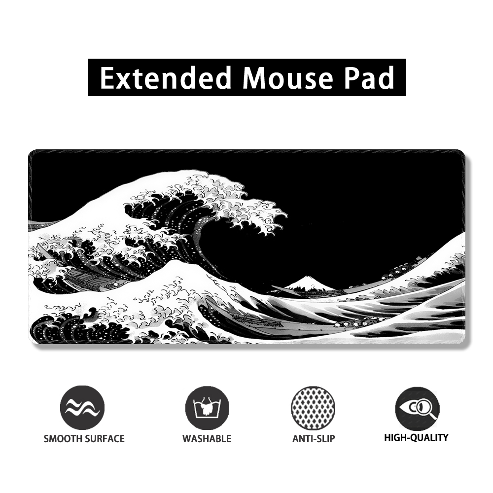 Artisan Deskmat Black Waves Mouse pad Extended Waterproof Non-Slip ...