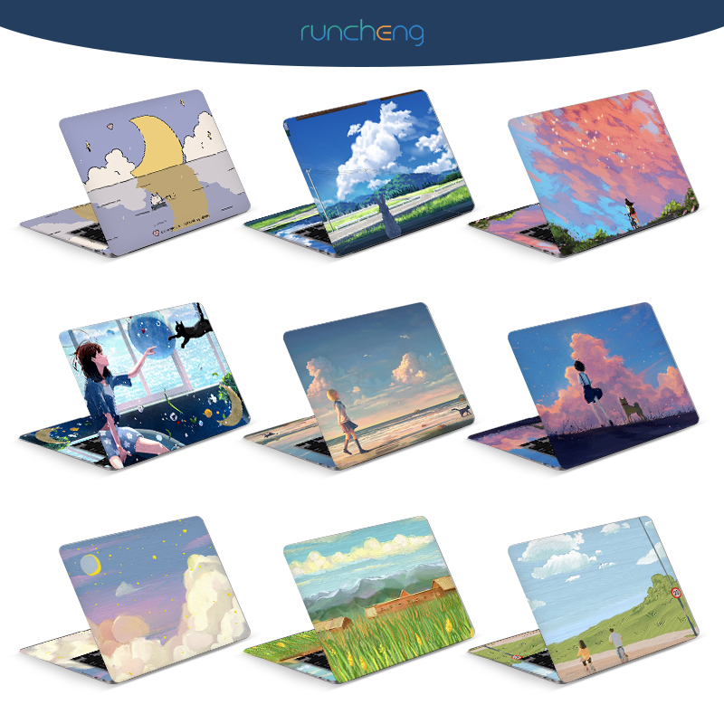 【2pcs】 Diy Laptop Cover Sticker Anime Two-Dimensional Cute Landscape ...