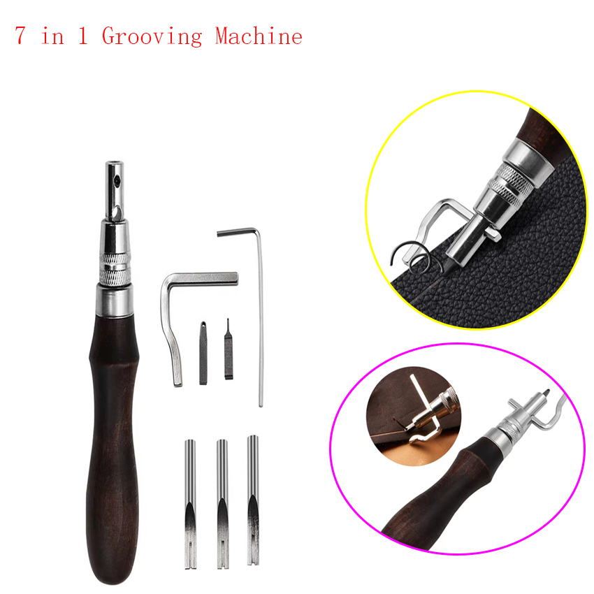 (Ready Stock)7 in 1 Pro Leather Craft Groover Crease Leather Stitching ...