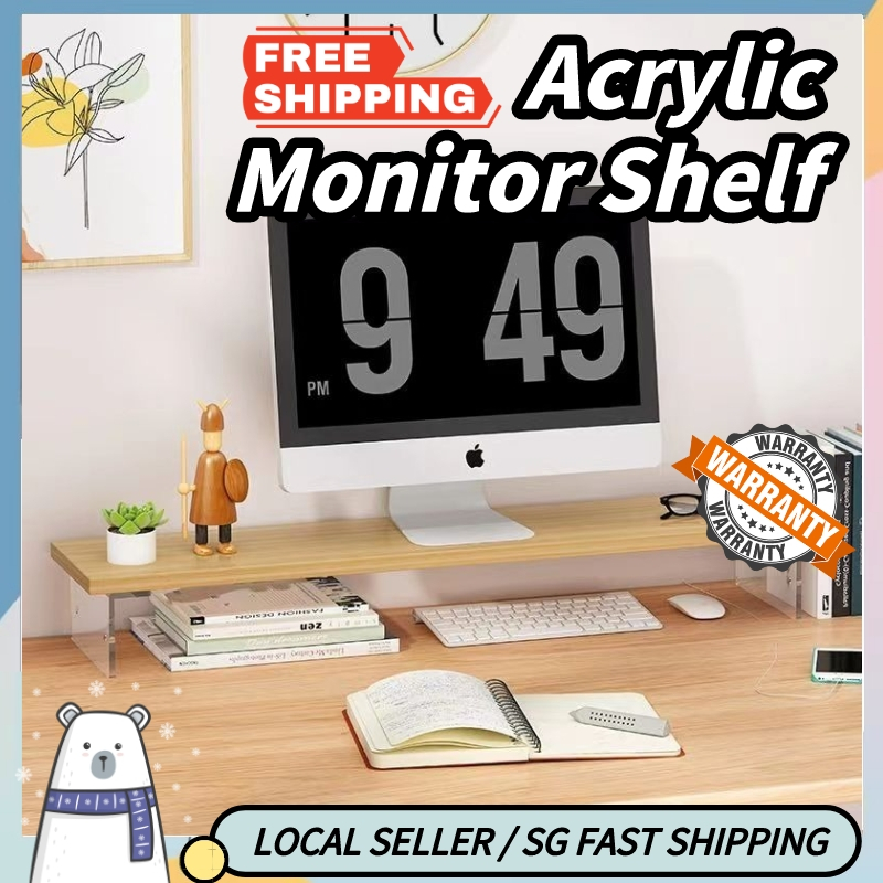 SG Stock Acrylic Suspended Booster Office Computer Screen Monitor Shelf ...