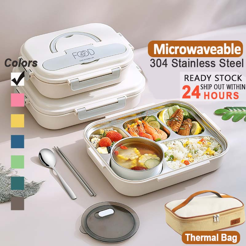【Microwaveable 】304 Stainless Steel Lunch Box Insulated Bento Box With Soup Bowl Tableware Set ...
