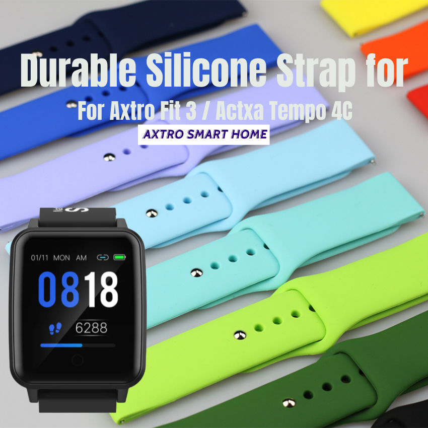 AXTRO Fit 3 Strap Classic Durable Soft Silicone Watch Band for Actxa Tempo 4C Smart Watch ...
