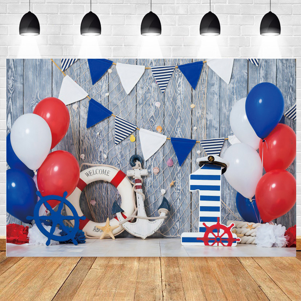 Sea Theme Nautical Rudder Starfish Backdrop Wooden Splint Board Sailor ...