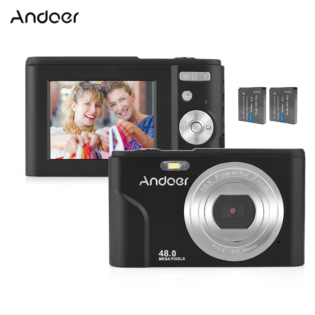 Andoer Portable Digital Camera 48MP 1080P 2.4-inch IPS Screen 16X Zoom ...